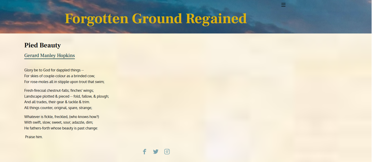 Pied Beauty -- An alliterating poem in sprung rhythm, by Gerard Manley ...